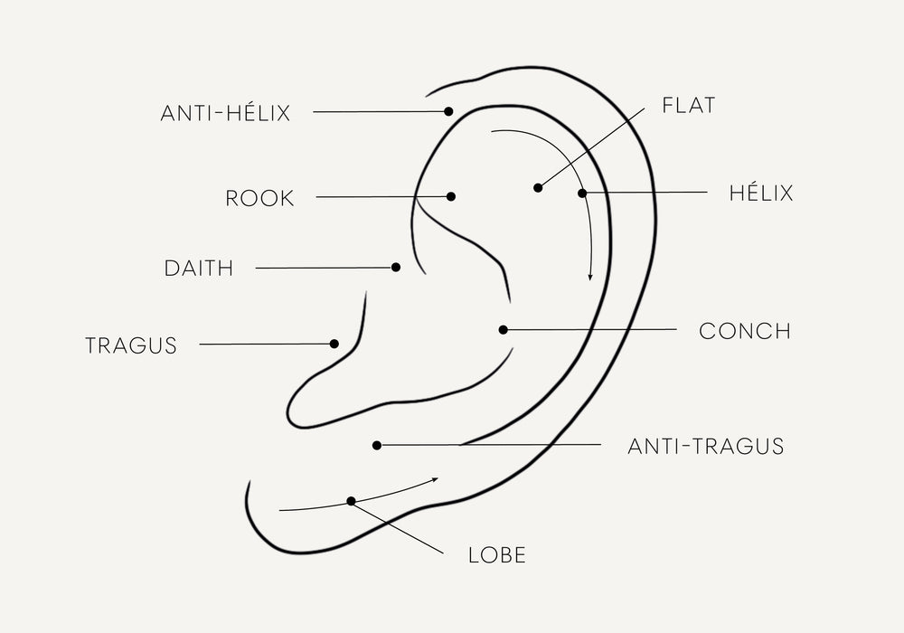 GUIDE COMPLET DES EMPLACEMENTS DE PIERCINGS AUX OREILLES – Ray Paris